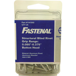 Structural Blind Rivet - Dia. 0.257" (1/4") - 0.080" - 0.375" - BH - AL ...
