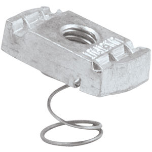 3/8" Electro-Galvanized Steel Clamping Channel Nut w/ Short Spring ...