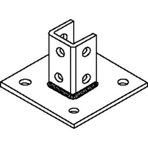 4 Hole Square 3-1/2" Electroplate Zinc Post Base Single Channel | Fastenal