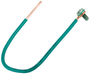 8" Green #12 Solid Insulated Copper Open End / Grounding Screw Pigtail ...